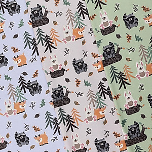 Mook Fabrics Printed Flannel Fabric (44" Wide) Double Brushed, 100% Cotton-Forest Buddies, Post Cut by The Yard