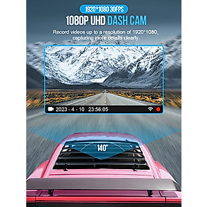 pperfcoo Front Dashcam 1080P Dash Cam Car Camera for Surveillance 360 WiFi Smart Mini Dash Camera for Cars 1'' IPS Screen APP, Loop Recording, 24H Parking Moni