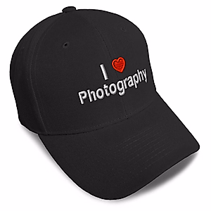Baseball Cap I (Love) Photography Red Heart Hobbies Lovers Photography Acrylic Dad Hats for Men & Women Black Design Only