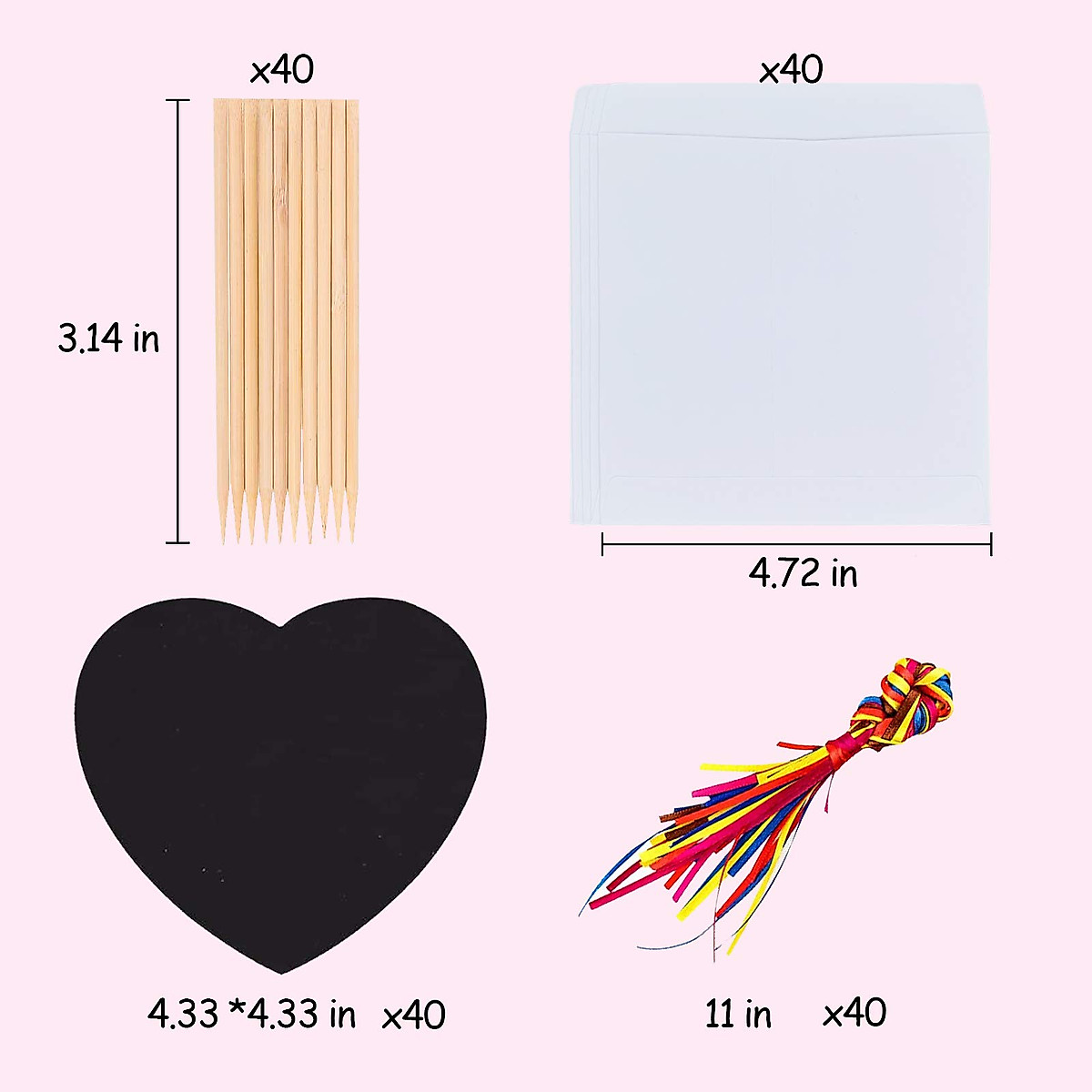 Uniticber 40 PCS Valentines Day Gifts Scratch Art Paper Crafts for Kids, Magic Color Valentine Heart Cards & Art for Kids, Create Rainbow Scratch Off Paper Cards for Classroom Party Supplies
