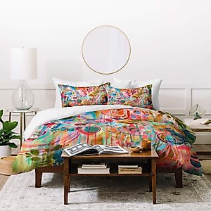 Deny Designs Stephanie Corfee My Free Spirit Duvet Set with Two Pillow Shams, Queen/Full, Multi,58734-dvwseq