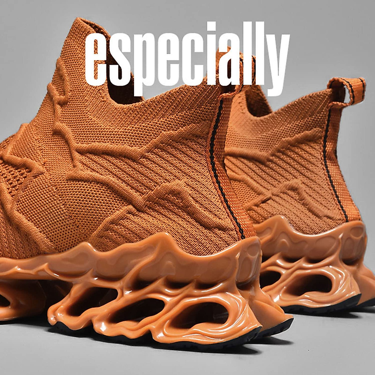 Poramea Mens Slip on Loafers Walking Tennis Shoes Laceless Running Blade Sneakers Mesh Trail Jogging Casual Athletic Brown Size 8.5