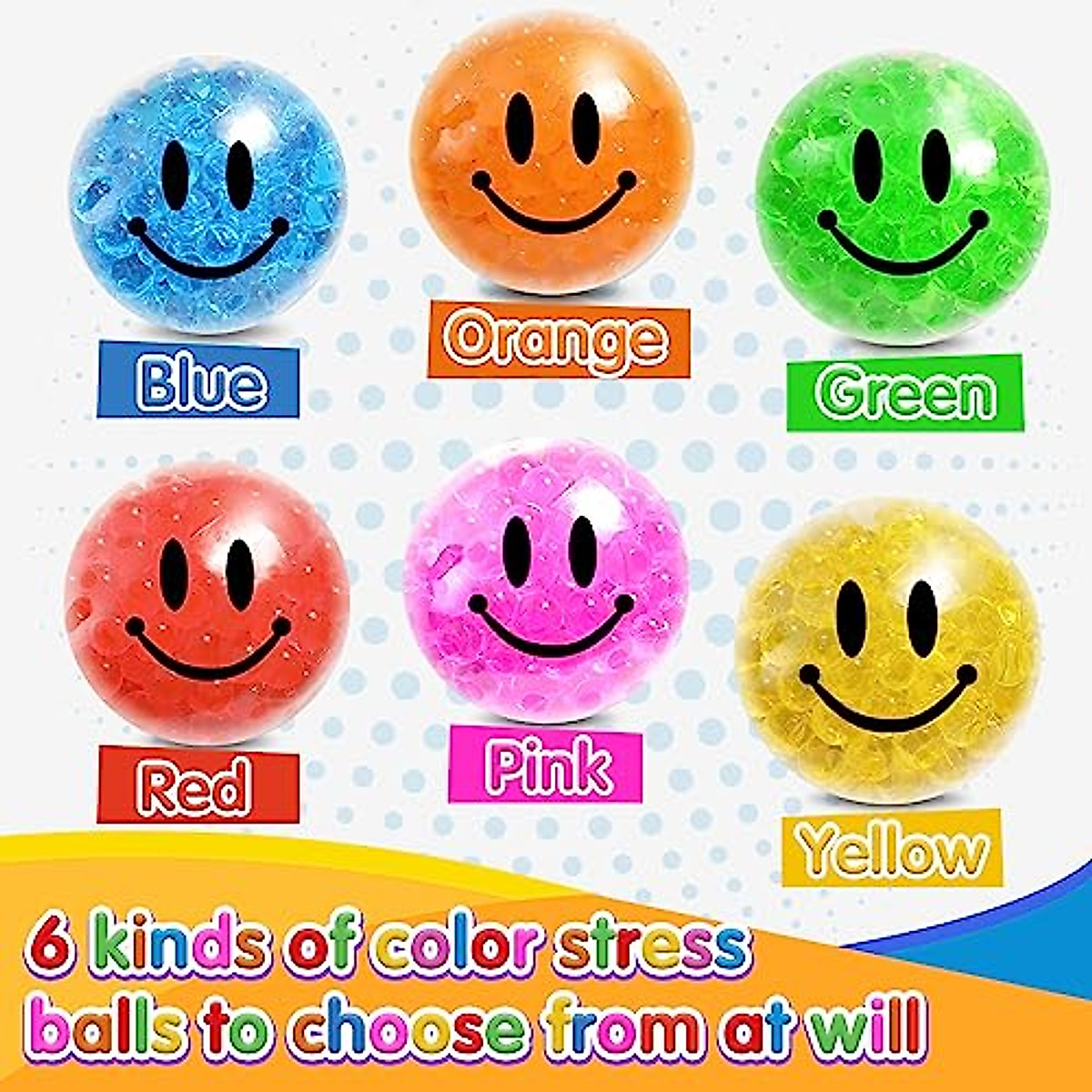 Squishy Stress Balls Fidget Toys - 24 Pack Sensory Stress Balls Bulk, Fidget Sensory Stress Ball for Autism, ADD, ADHD, Autism - Classroom Prizes, Birthday Party Favors, Easter Basket Stuffers