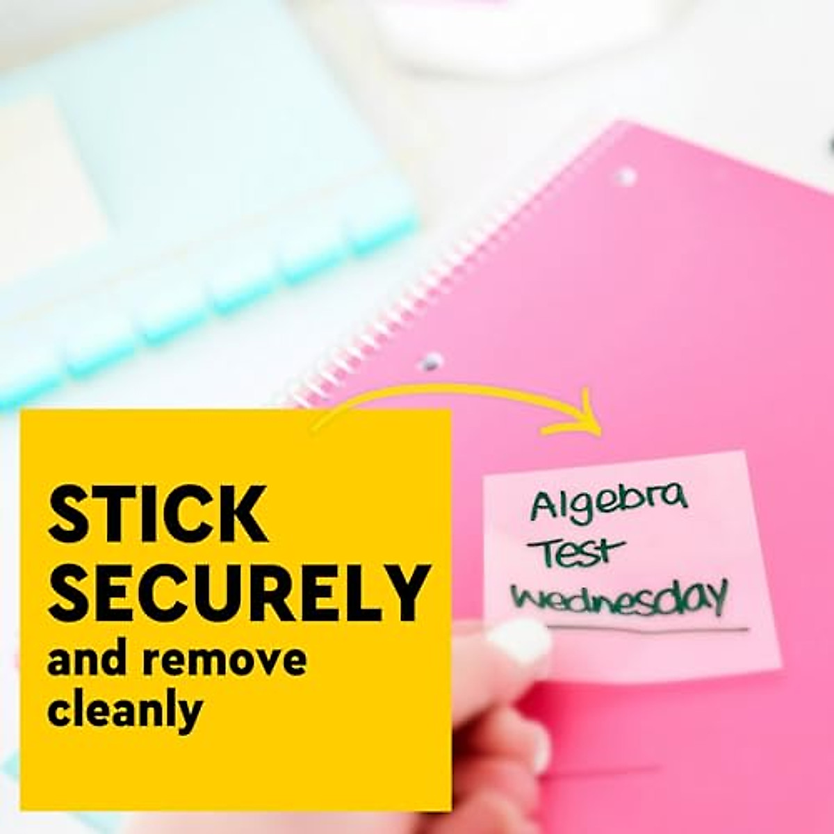 Post-it Transparent Notes, 2.8 in. x 2.8 in., Blue, Pink, Green and Orange Sticky Notes, School Supplies, Office Products, Great for Studying, 8 Pads