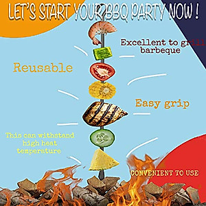 [48 Pack] 12” Stainless Steel Flat Metal Skewers - Kabob Grilling Sticks, BBQ Mediterranean Mexican Cocktail Party, for Appetizers Shish Kebab Meat Fruits Vegetables Picks, Dishwasher Safe