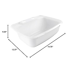 RecPro Rectangle RV Bathroom Sink | Single Bowl Lavatory Sink | Camper Sink | Plastic (White)