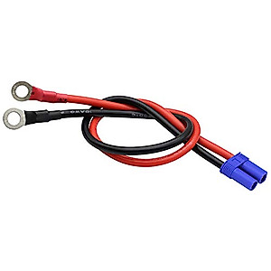 AAOTOKK EC5 to O Ring Terminal Cable,EC5 Female to O Ring Eyelet Terminal Plug Connector Cable 10AWG RC ESC Charger Side Power(40cm/15inch)