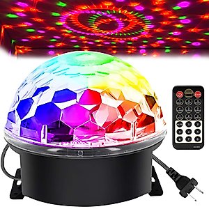 memzuoix Disco Ball Dj Strobe Light with 6 Colors, Sound Activated Big-Size Magic Stage Party Light with Remote Control, Halloween Decorations Bar Wedding Home Club (7'' Big Size)