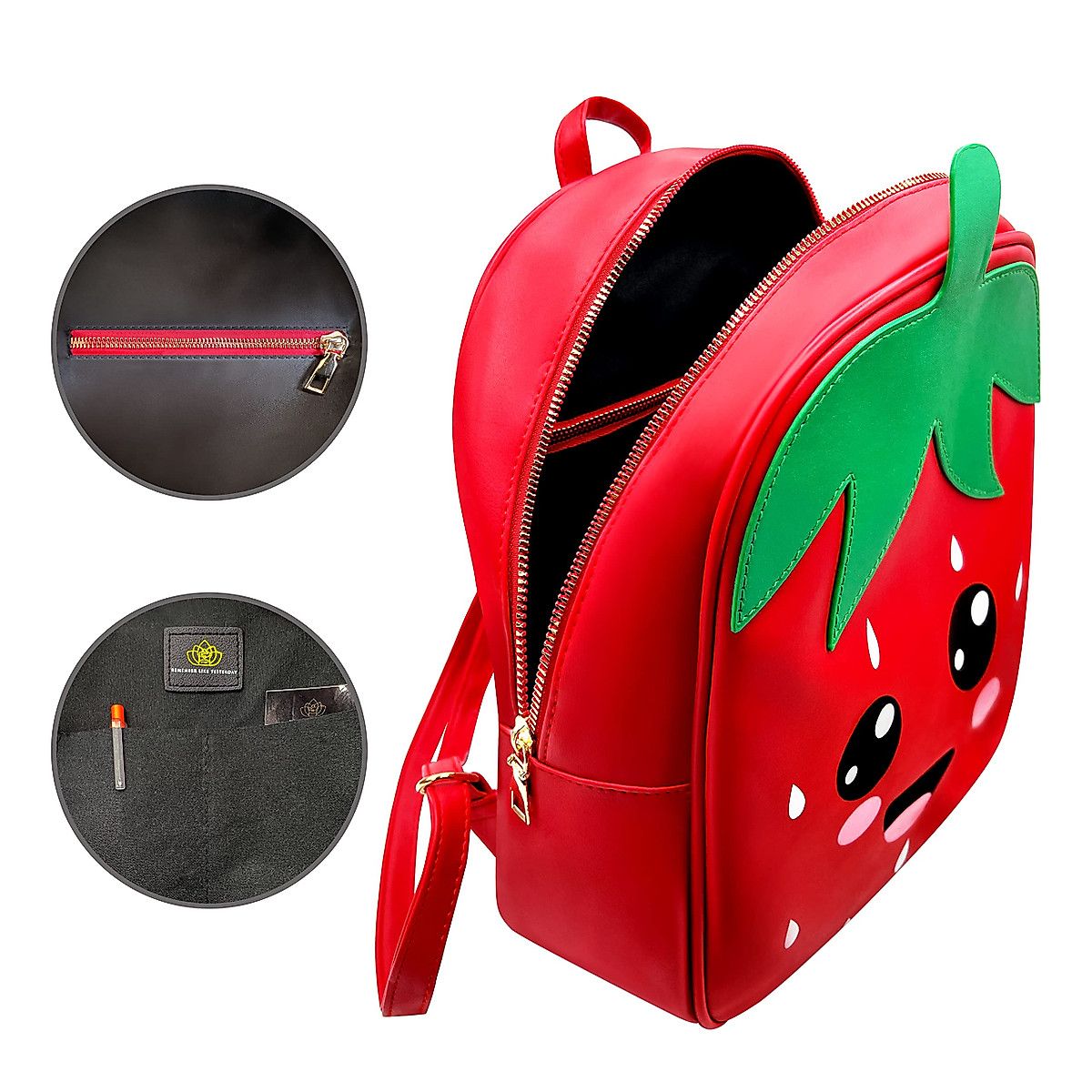Remember Like Yesterday - Women and Kids Fashion Backpack | Kawaii Backpack Strawberry | Faux Leather