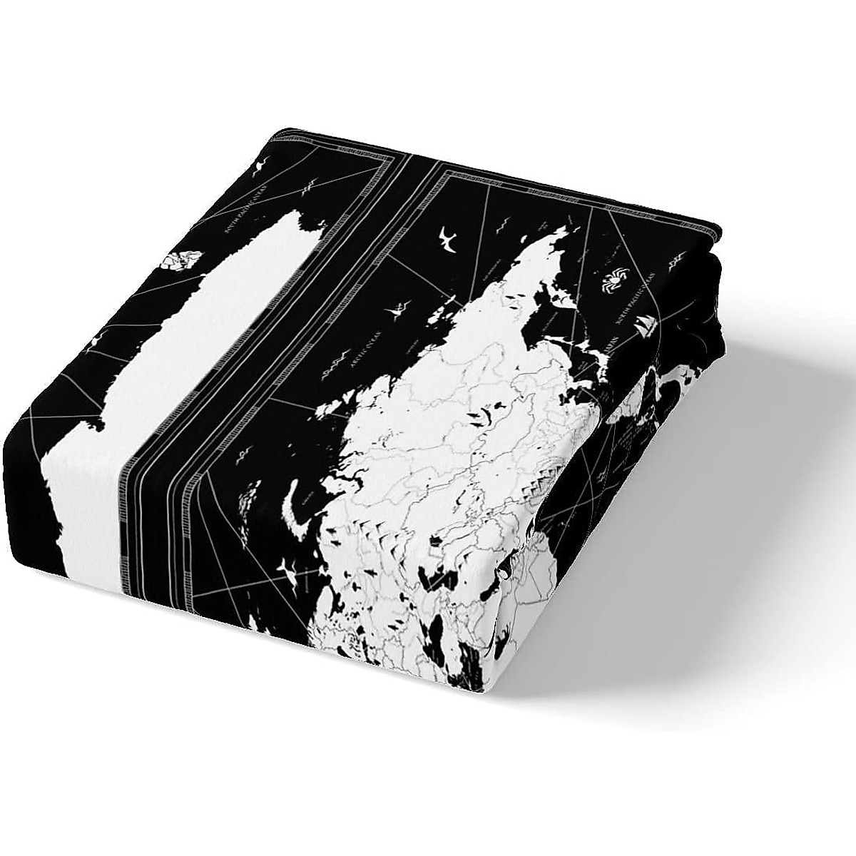 Erosebridal World Map Bedding Set Queen Nautical Theme Duvet Cover Black White Bedroom Decor Campus Sailboat Bedding, Geography Earth Global Theme Comforter Cover for Boys Girls Men Women