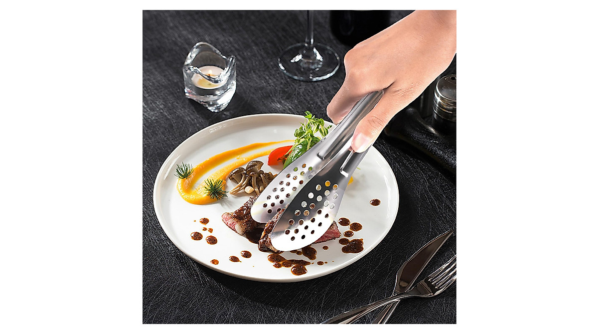 XEVOM 7" Serving Tongs - Set of 8 - Premium Stainless Steel