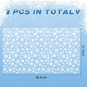 Jecery 3 Pcs Clear Snowflake Plastic Tablecloth Waterproof Winter Christmas Wonderland Party Decorations Oil Proof Table Cover Clothes for Holiday Xmas Birthday Supply, 51.2 x 86.6 Inch
