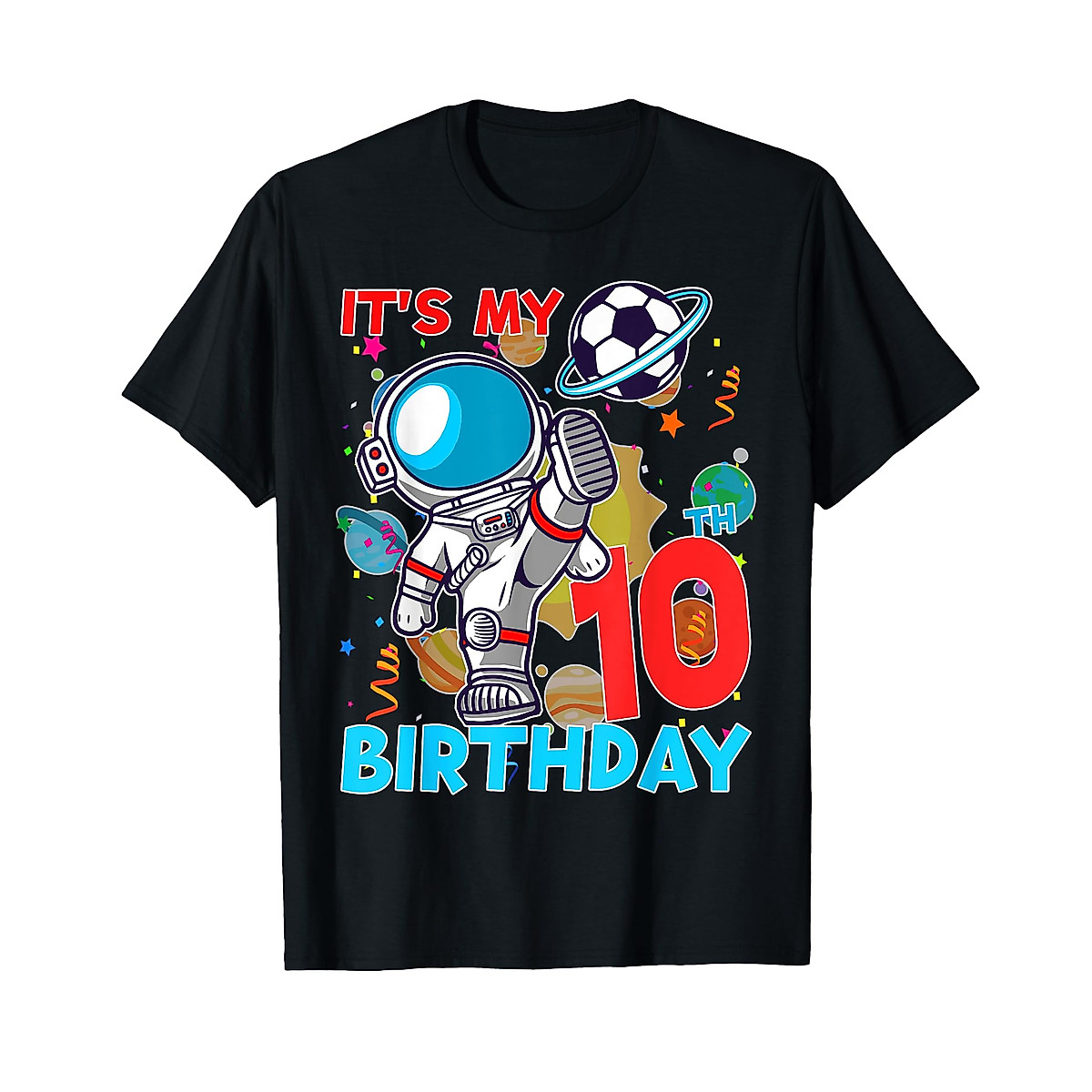 Kids Outer Space Astronaut 10th Birthday Boy 10 Year Old T-Shirt