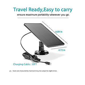 2 Pack Solar Panel Camera Charger Fit for SimpliSafe Outdoor Camera, Arlo Essential Spotlight/XL Spotlight VMC2030 VMA3600, Ring Spotlight Plus/Spotlight Pro Cam 5V 4W Fast Charging Cable Black