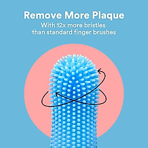 Jasper Dog Toothbrush, 360º Finger Toothbrush Kit, Ergonomic Design, Full Surround Bristles for Easy Teeth Cleaning, Dental Care for Puppies, Cats and Small Pets, Blue 2-Pack