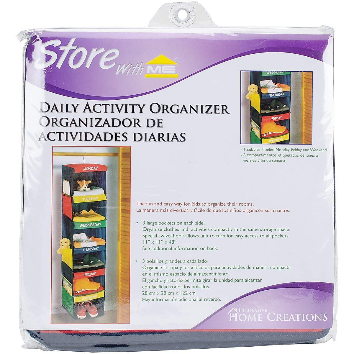 DAILY ACTIVITY ORGANIZER - 6 SHELF HANGING CLOSET - 11"x11"x48"