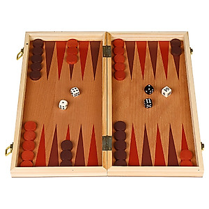 Sterling Games Chess, Checkers, Backgammon Game 3 in 1 Combo Set | 15 inch Wooden Folding Chess Board Game Set for Kids and Adults