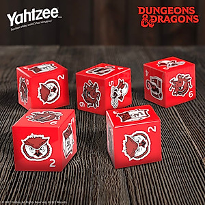 YAHTZEE: Dungeons & Dragons | Collectible Dice Tower | Dice Featuring Dragon, Owl Bear, Gelatinous Cube, Mimic, Mind Flayer, and Beholder | Officially-Licensed Dungeons & Dragons Game & Merchandise