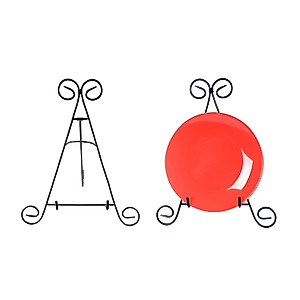 Super Z Outlet Tall Black Iron Curve Design Adjustable Display Stand for Photo Picture Albums, Home Decoration, Fine China Plates, Arts & Crafts Showcase (12")