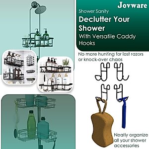 Jovware Shower Caddy Hook Helmet Fence Hooks Hook Caddy Hooks for Hanging Wires Hooks for Wire Shelves Heavy Duty Rustproof Hook Utility Hooks 4 Pack Black