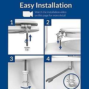Mayfair Benton Toilet Seat with Chrome Hinges, Slow Close Wood Seat, Secure Metal Hinges, Easy Install, Elongated, White
