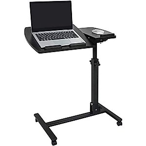 ZENY Mobile Laptop Stand Overbed Table Rolling Desk Cart Adjustable Sit-Stand Laptop Computer Desk Bedside Standing Desk, Height Adjutable 24'' to 35''