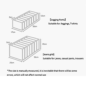 funluck Drawer Organizer for Clothes Jeans Compartment Storage Box Wardrobe Closet Organizers Storage Baskets Foldable Easy to Clean Save Space Clothes Drawer Mesh for Bedroom (2Gy,7grids-M)
