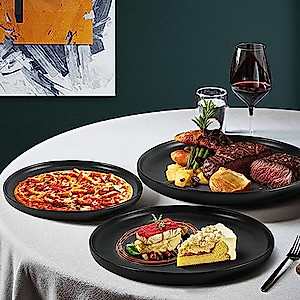 Vidalenta Porcelain Dinner Plates Set of 4, 10 Inch Salad Plate Set, Ceramic Pasta Plate Set Serving Dishes Small Plates Modern Dinnerware Set, Microwave Oven and Dishwasher Safe, Matte Black