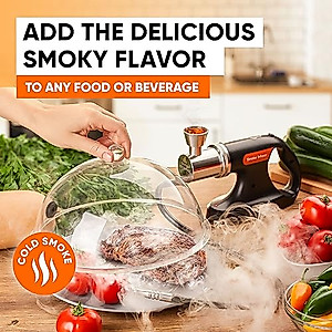 Jo Chef Professional Handheld Smoke Gun – Cold Smoker + Vacuum Function – USB Smoking Gun Food Smoker – Wood Chips Included - Ideal Gift for Chefs and Mixologists – Use for Sous Vide, Cocktails + Ebook