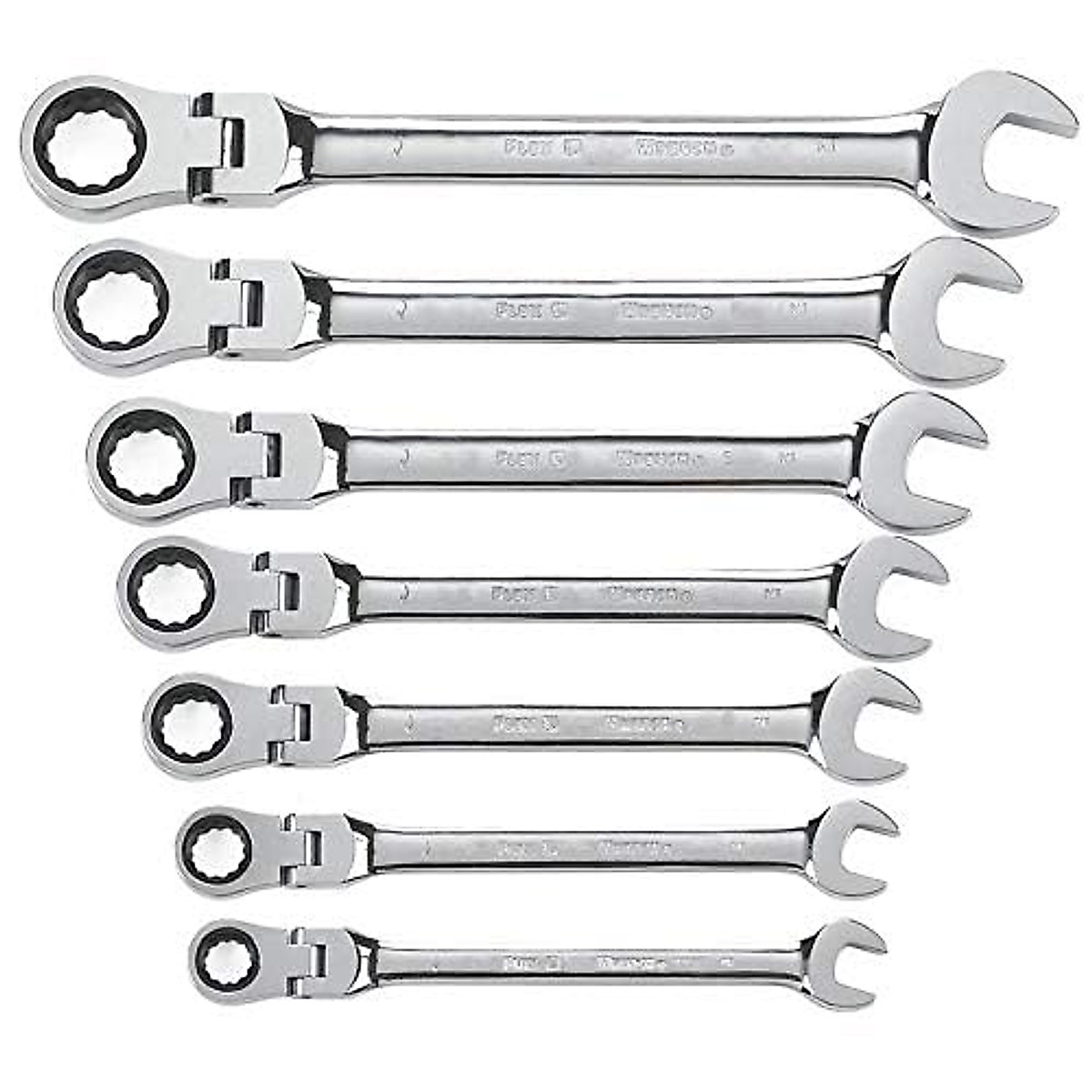 XtremepowerUS 7-Piece Flex-Head Ratcheting Combination Wrench Set, Wrenches with 72-Tooth, SAE 3/8" To 3/4" Set