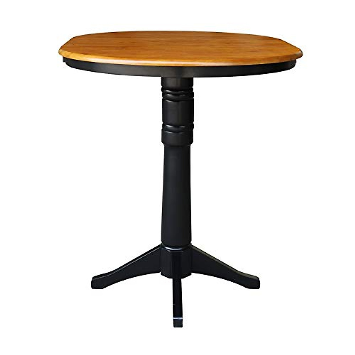 International Concepts 36" Round Top Pedestal Table with 12" Leaf-40.9" H-Dining, Counter, or Bar Height, Black/Cherry