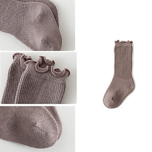 FYLuoke Baby Knee High Stockings Socks Girls Newborn Infants Long Socks Boys Toddlers Ruffled Socks(Knee-High 6 Pairs,0-6Months)