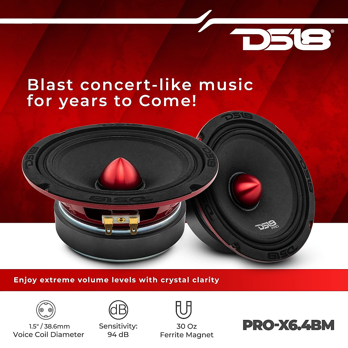 DS18 EN6P Universal Speaker Pods Bundle - 1 Set Left & Right Kick Panel + 2X 6.5 Midrange Speakers with Bullet + 2X 1 Super Bullet Tweeters - Great for Slingshot, SXS, Motorsports & ATV/UTV