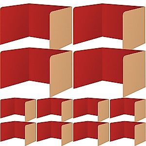 12 Pcs Privacy Folders for Students Red Desk Dividers Classroom Test Dividers Desks Privacy Panel Partitions Trifold Desk Dividers for School