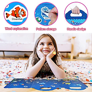Reusable Sticker Books for Kids, 3 Sets Travel Removable Toddler Sticker Books for 3 4 5 Year Old Girls Boys Birthday Gifts Educational Learning Toys for Age 3-5 - Ocean & Zoo Animals, Dinosaur