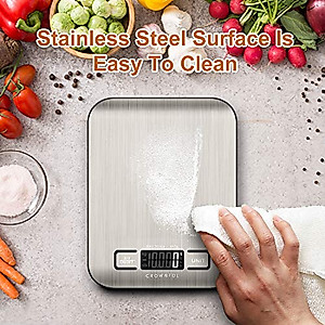 CROWNFUL Food Scale, 11lb Digital Kitchen Scales Weight Ounces and Grams for Cooking and Baking, 6 Units with Tare Function (Battery Included)
