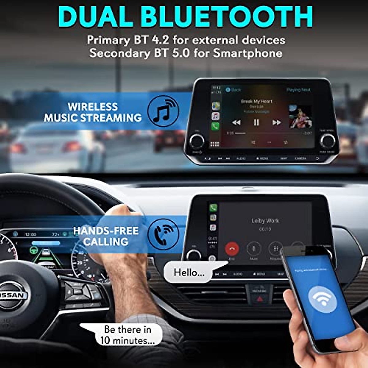 PyleUsa Wireless CarPlay Android Auto Multimedia Video Box,4GB RAM 64GB ROM,2.4GHz,5GHz Dual Band WiFi BT,Octa Core 64Bit,4K Full HD,H.265,USB3.0 Android Box,Screen Mirroring, Install Android Apps