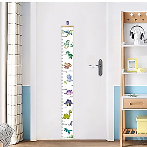 by Unbranded Growth Chart for Kids,Upgrade Removable Baby Growth Chart for Wall with Marker Stickers,Hooks,Canvas Height Measuring Rulers for Boys Girls (Dinosaur)