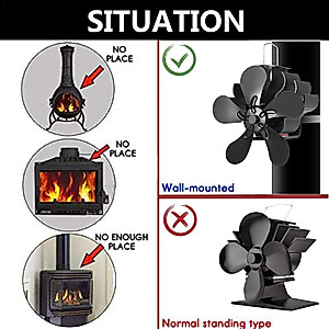 Fireplace Fans, 5 Blades Heat Powered Stove Fan, Wood Stove Fans for Stoves & Fireplaces Silent Heat Powered Fireplace Fan,No Electricity Required for Wood/Log Burner (5 Blades Fan)