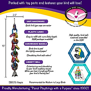 Super Bird Creations SB626 Hoopla Bird Toy, Medium/Large Bird Size, 15" x 2.5"