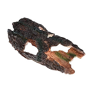 JIHAQUA High Simulation Reptile Rock Hide Cave Hiding Place for Snake Leopard Gecko Bearded Dragon Turtle Ball Python Lizard Frog Geckos Hermit Crab (Bark cave)