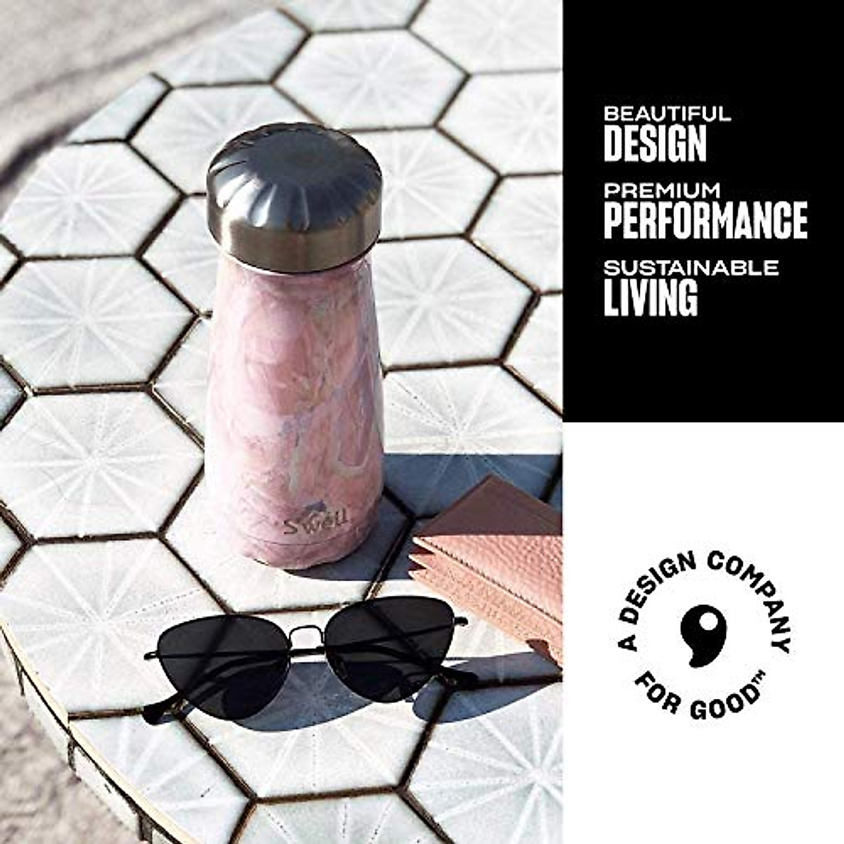 S'well Stainless Steel Traveler - 16 Fl Oz - Geode Rose - Triple-Layered Vacuum-Insulated Travel Mug Keeps Coffee, Tea and Drinks Cold for 24 Hours and Hot for 12 - BPA-Free Water Bottle