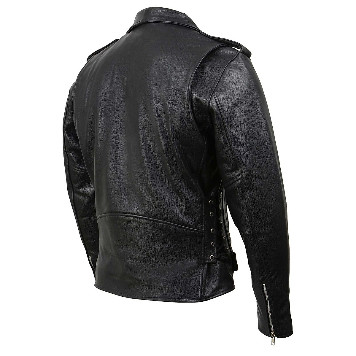 Milwaukee Leather SH1011 Black Classic Brando Motorcycle Jacket for Men Made of Cowhide Leather w/Side Lacing - Medium