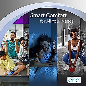 Lasko Smart Oscillating Tower Fan Powered by Aria, Wi-Fi Connected, Voice Controlled, Compatible with Alexa and Google Assistant, Timer, 5-Speeds, 40", White, T40735, Large