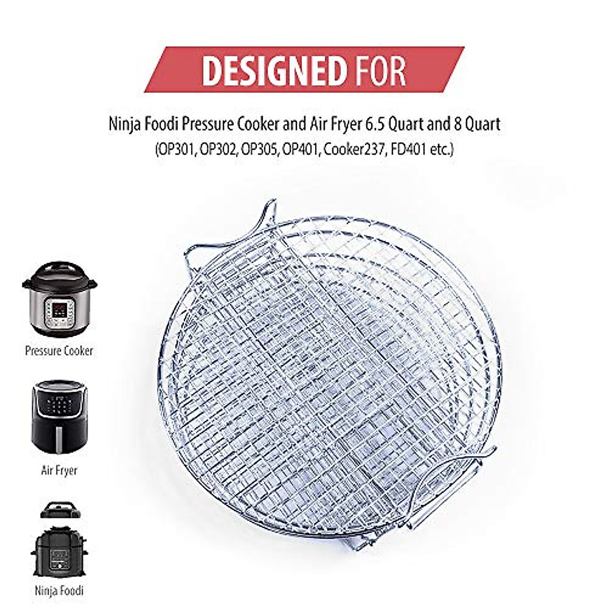 Dehydrator Rack For Ninja Foodi Accesories, Pressure Cooker and Air Fryer 6.5 Quart & 8 Quart - Stainless Steel Cooker Rack With Five Stackable Layers