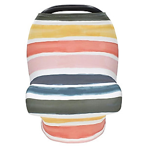 Nursing Cover for Baby Breastfeeding Stretchy Car Seat Canopy for Baby Girls/Boys, Multi-Purpose Soft Breathable Nursing Cover for Shopping Cart, High Chair, Stroller, Baby Shower Gifts(Stripe)