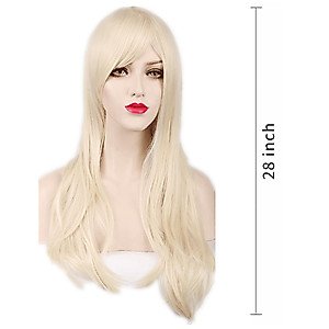 AneShe Wigs 28" Long Wavy Hair Heat Resistant Cosplay Wig for Women (Light Blonde)