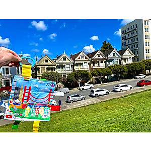 Baby Jack & Co 8x8” Learning Lovey San Francisco California Tag Toys for Babies - Baby Crinkle Toys - Soft & Safe - Learn USA Cities and Shapes - Ideal Baby Toy & Gift BPA Free w/Stroller Clip
