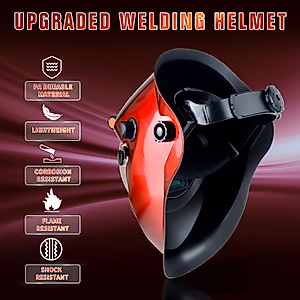 TRQWH Auto Darkening Welding Helmet with Light Solar Powered True Color Welding Hood 2 Arc Sensor Wide Shade 9-13 Welding Mask with Extra Grinding Mode Weld Helmet (KTS-KP03)