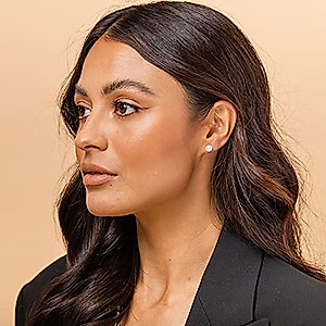 PAVOI Handpicked AAA+ 14K White Gold Round White Freshwater Cultured Pearl Earrings | Pearl Earrings for Women - 6mm